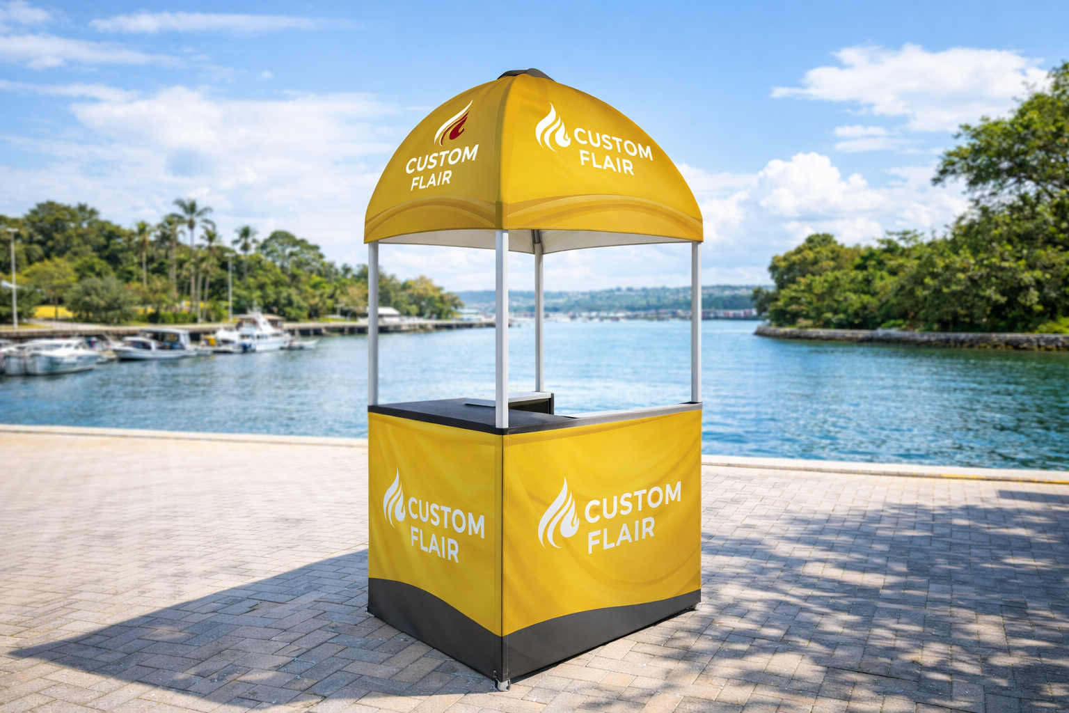 Deluxe Pro Vendor Kiosk – Dome Roof (1m × 1m) - Custom Flair